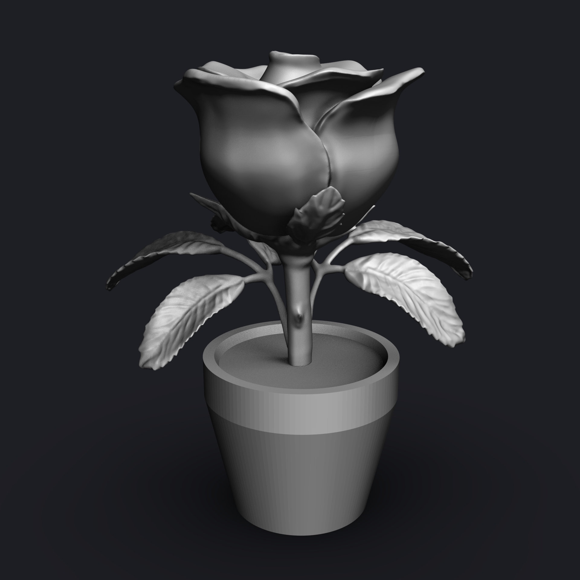 Rose in a Pot STL Printable File - Etsy