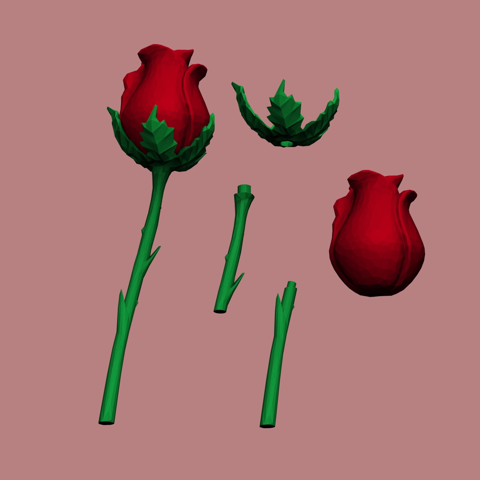 Rose in Low Poly Style Stl Digital File for 3D Printing - Etsy