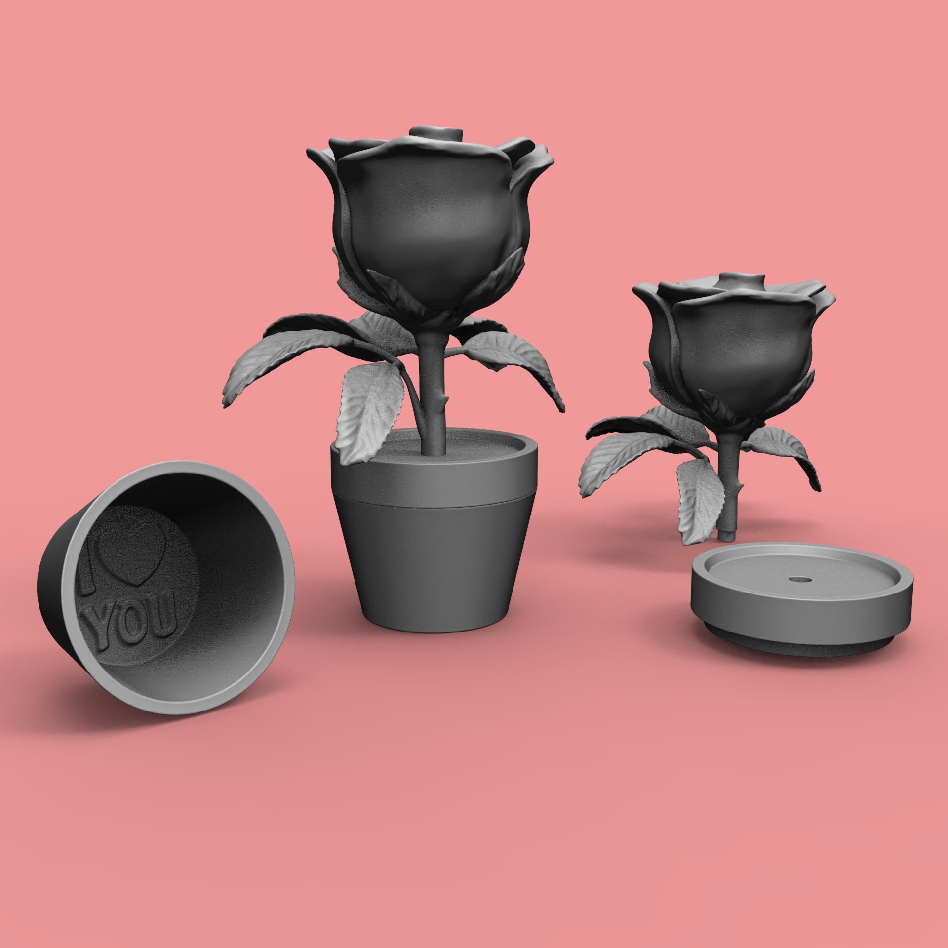 Rose in a Pot STL Printable File - Etsy