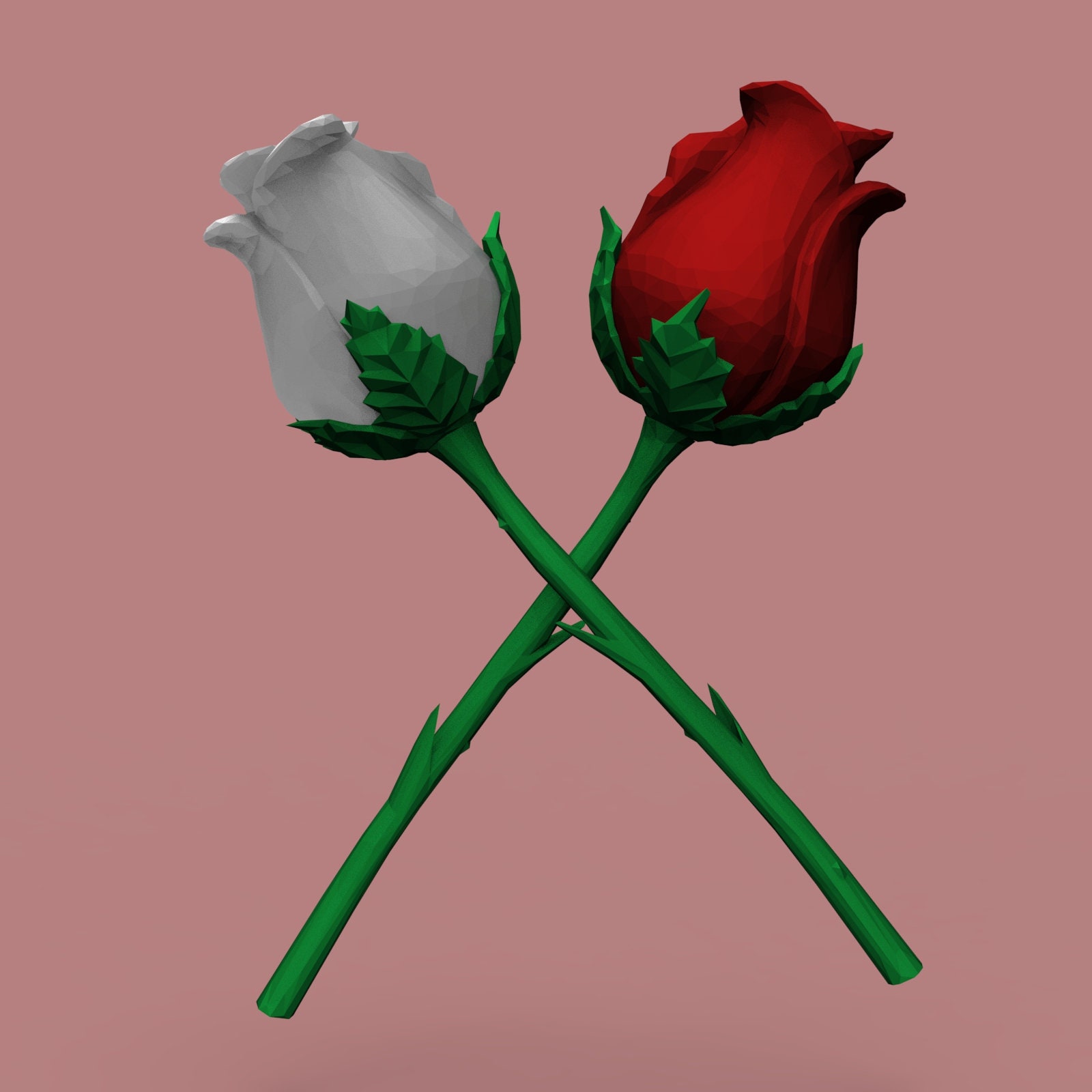 Rose in Low Poly Style Stl Digital File for 3D Printing - Etsy