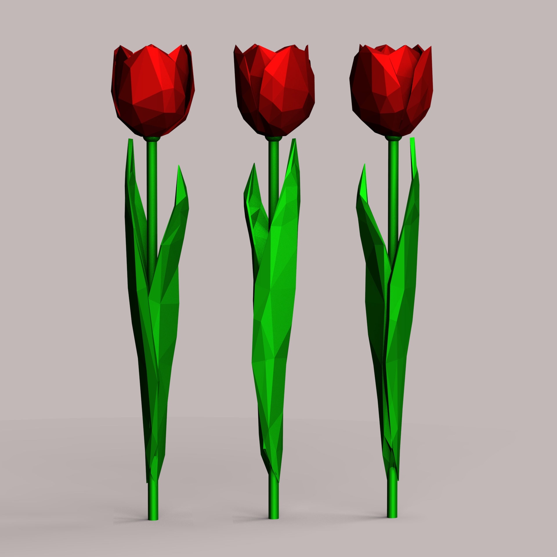 Tulip Flower in Low Poly Style Stl Digital File - Etsy