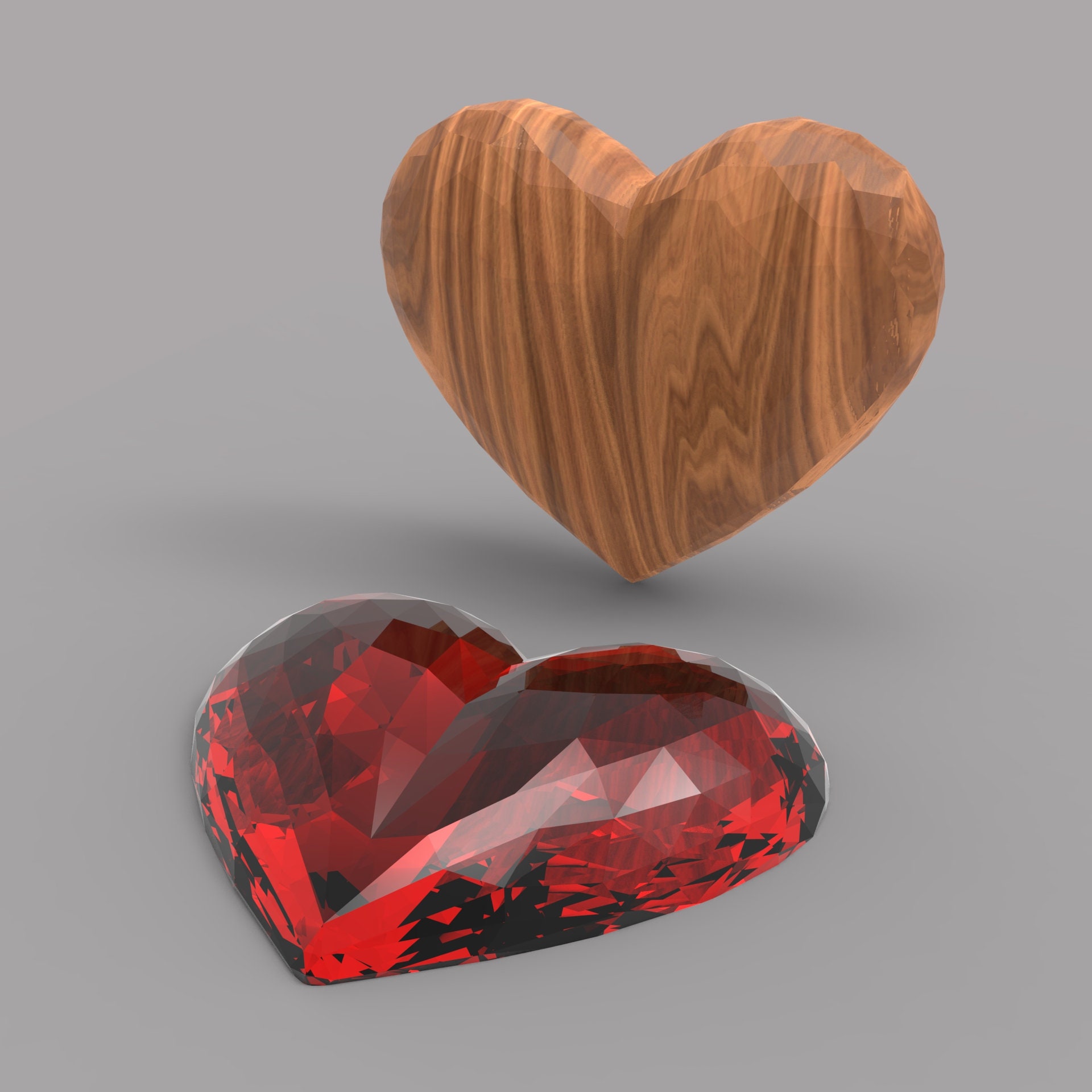 Heart in 3d Low Poly Style Stl - Etsy