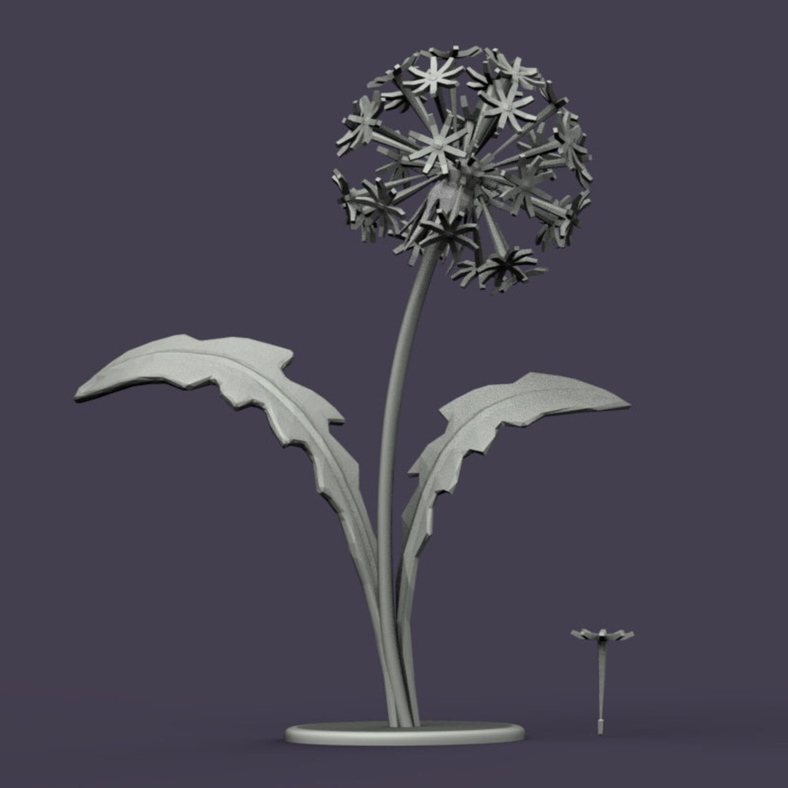 Dandelion in Low Poly Style Stl Digital File - Etsy