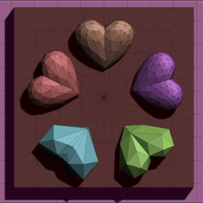 5 Heart Crystals in Low Poly Style Stl Digital File for 3D Printing - Etsy