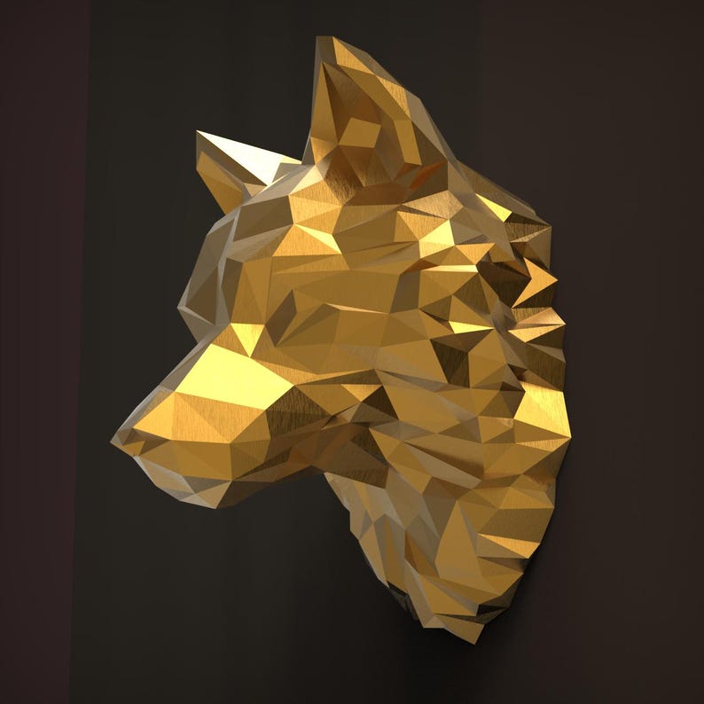 Wolf Head in Low Poly Style STL Digital File for 3D Printing - Etsy