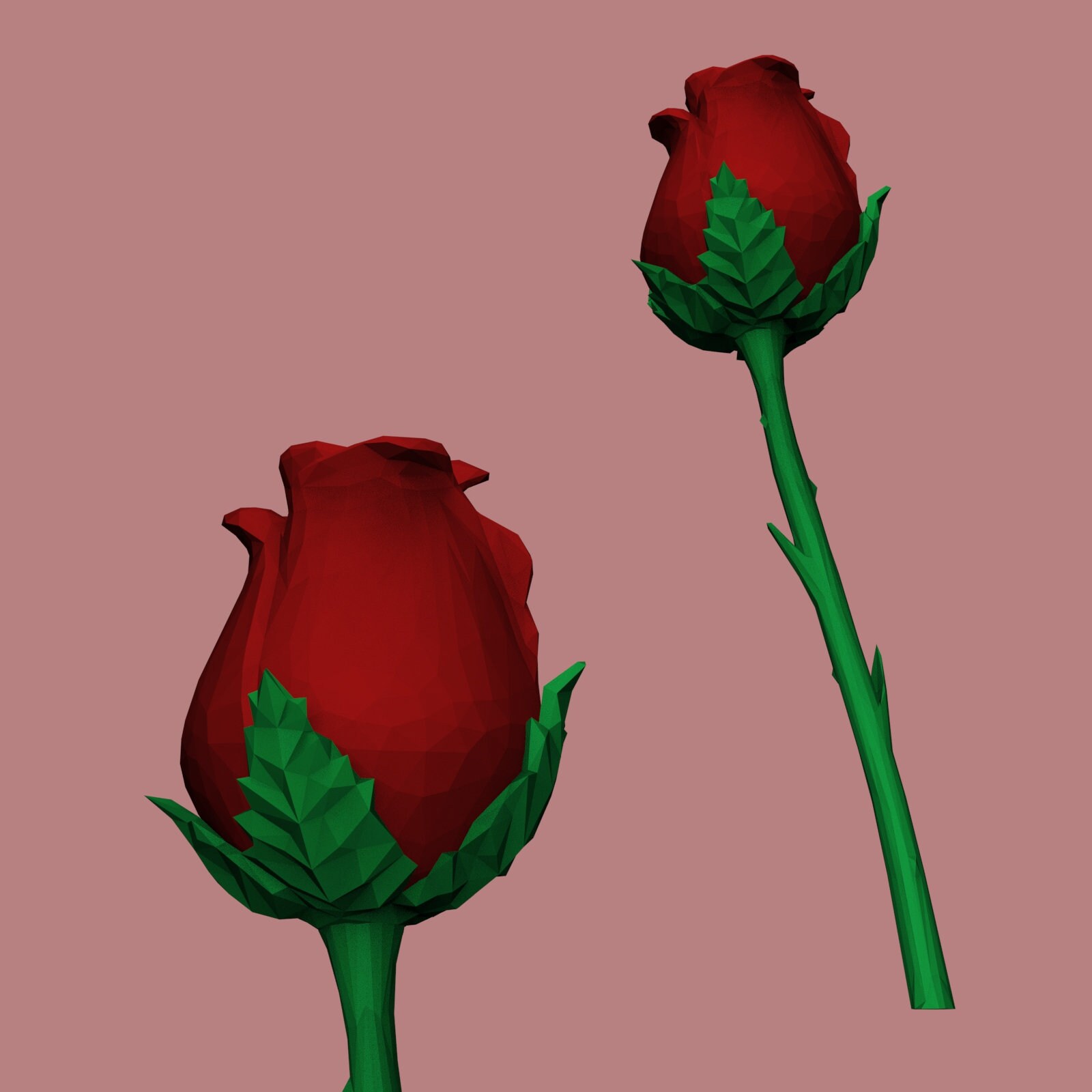 Rose in Low Poly Style Stl Digital File for 3D Printing - Etsy