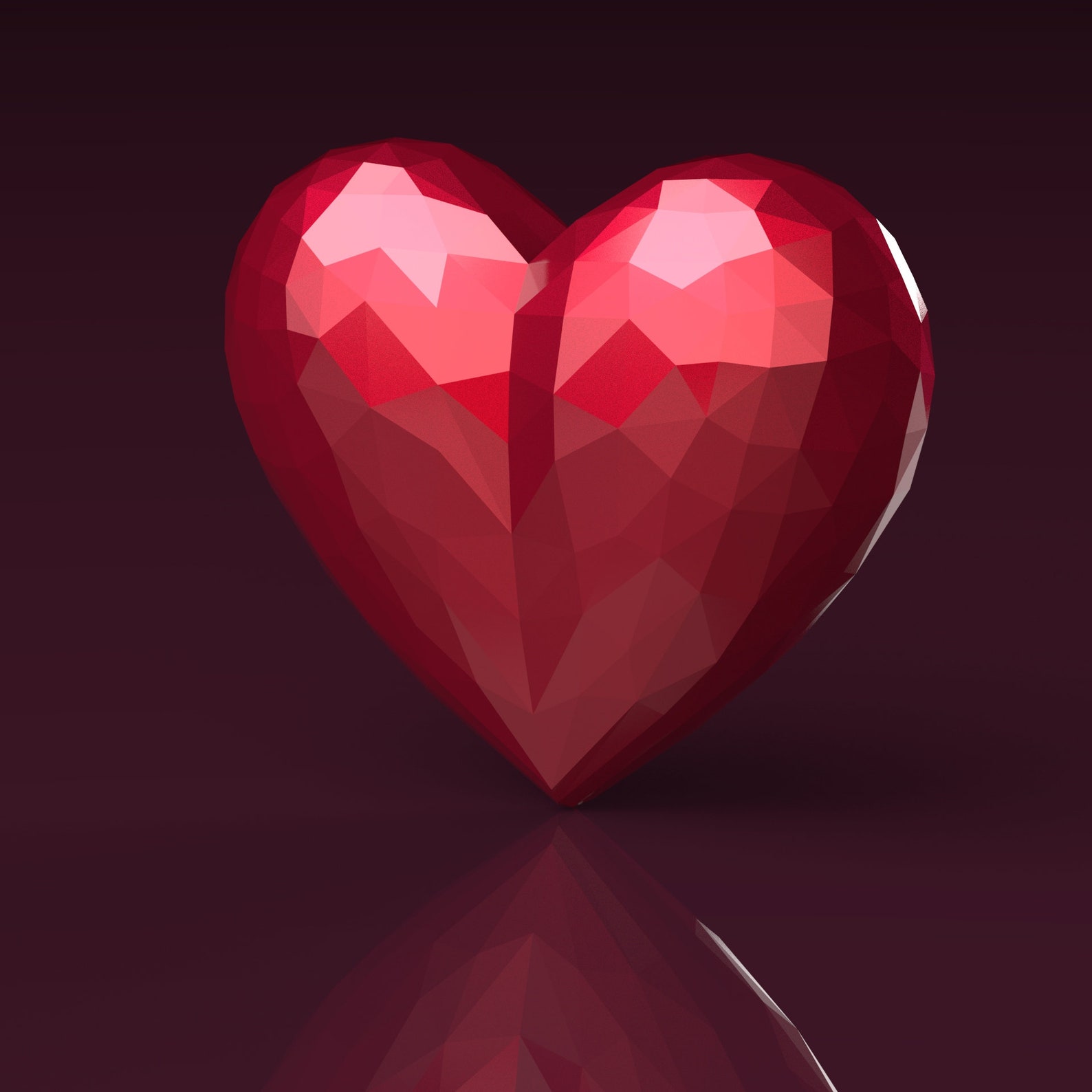 Heart in 3d Low Poly Style Stl - Etsy
