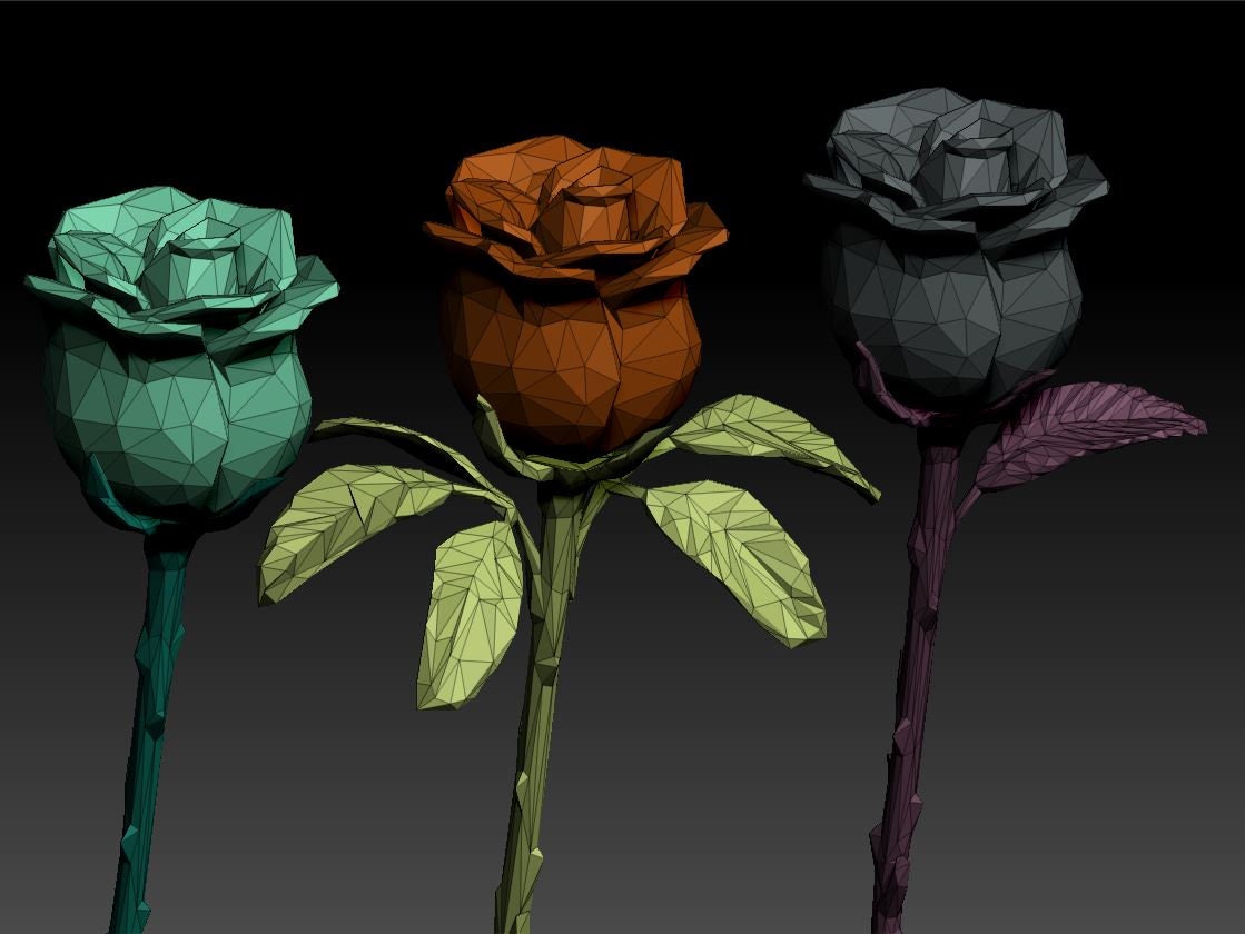 3 Roses Lowpoly Style - Etsy