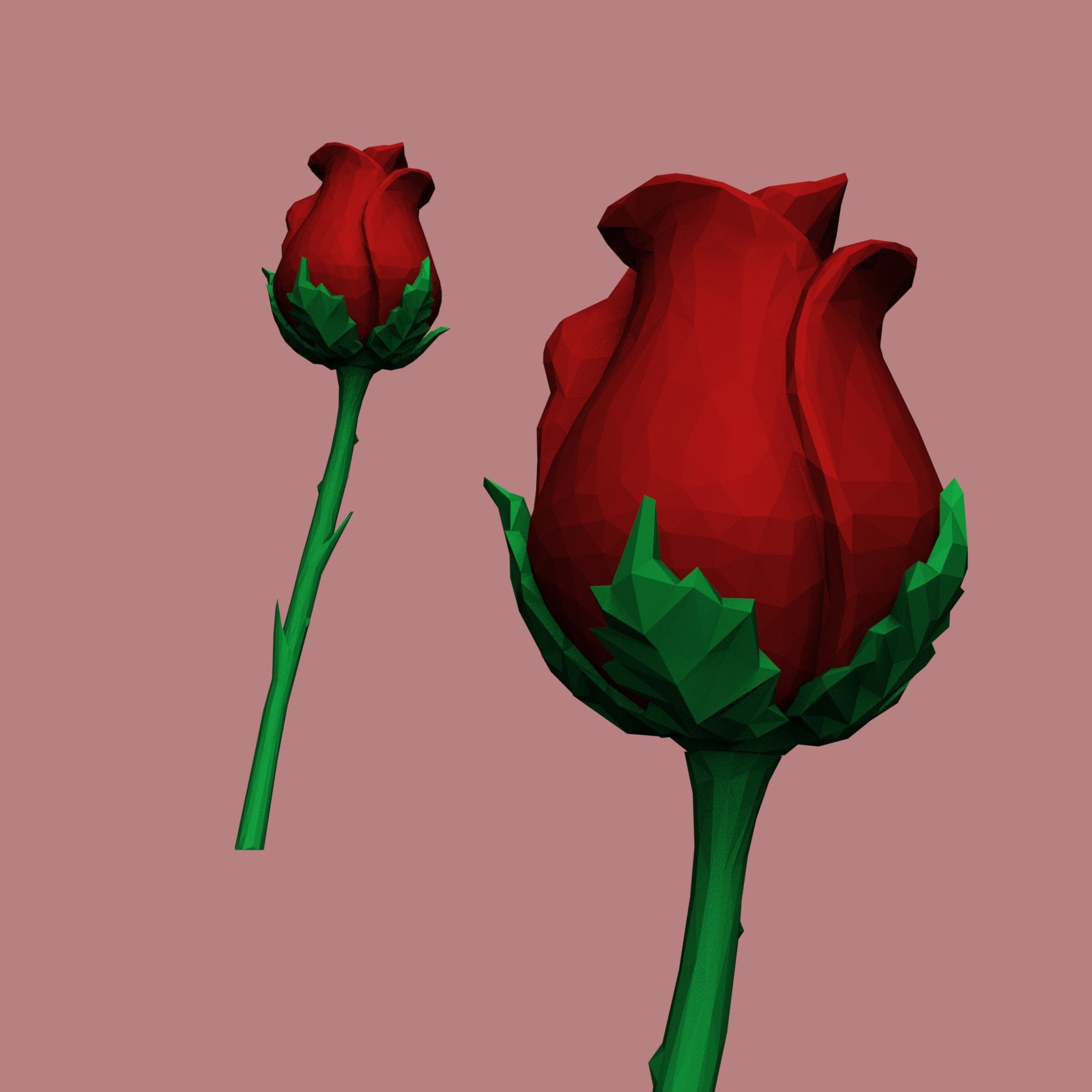 Rose in Low Poly Style Stl Digital File for 3D Printing - Etsy