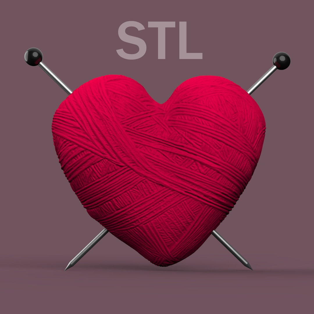 Skein of Thread Heart Pierced With STL Knitting Needles Digital File ...