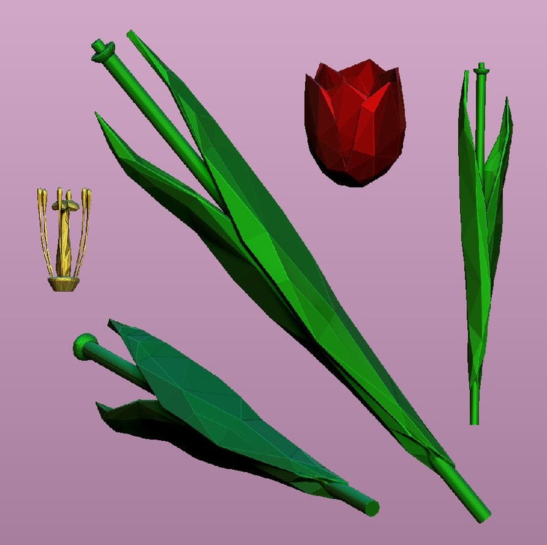 Tulip Flower in Low Poly Style Stl Digital File - Etsy