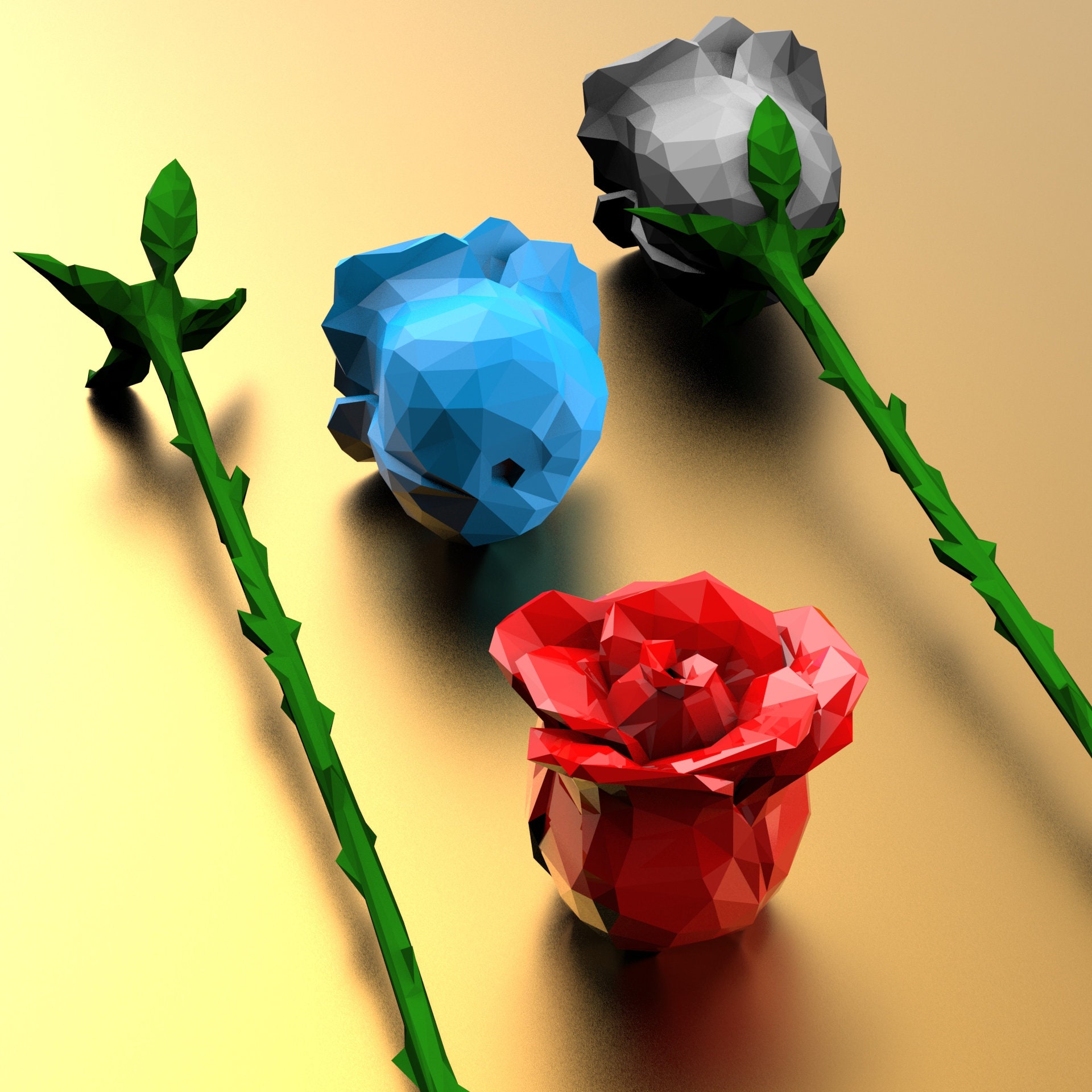 3D Printing Rose Lowpoly Digital Printable Stl File - Etsy