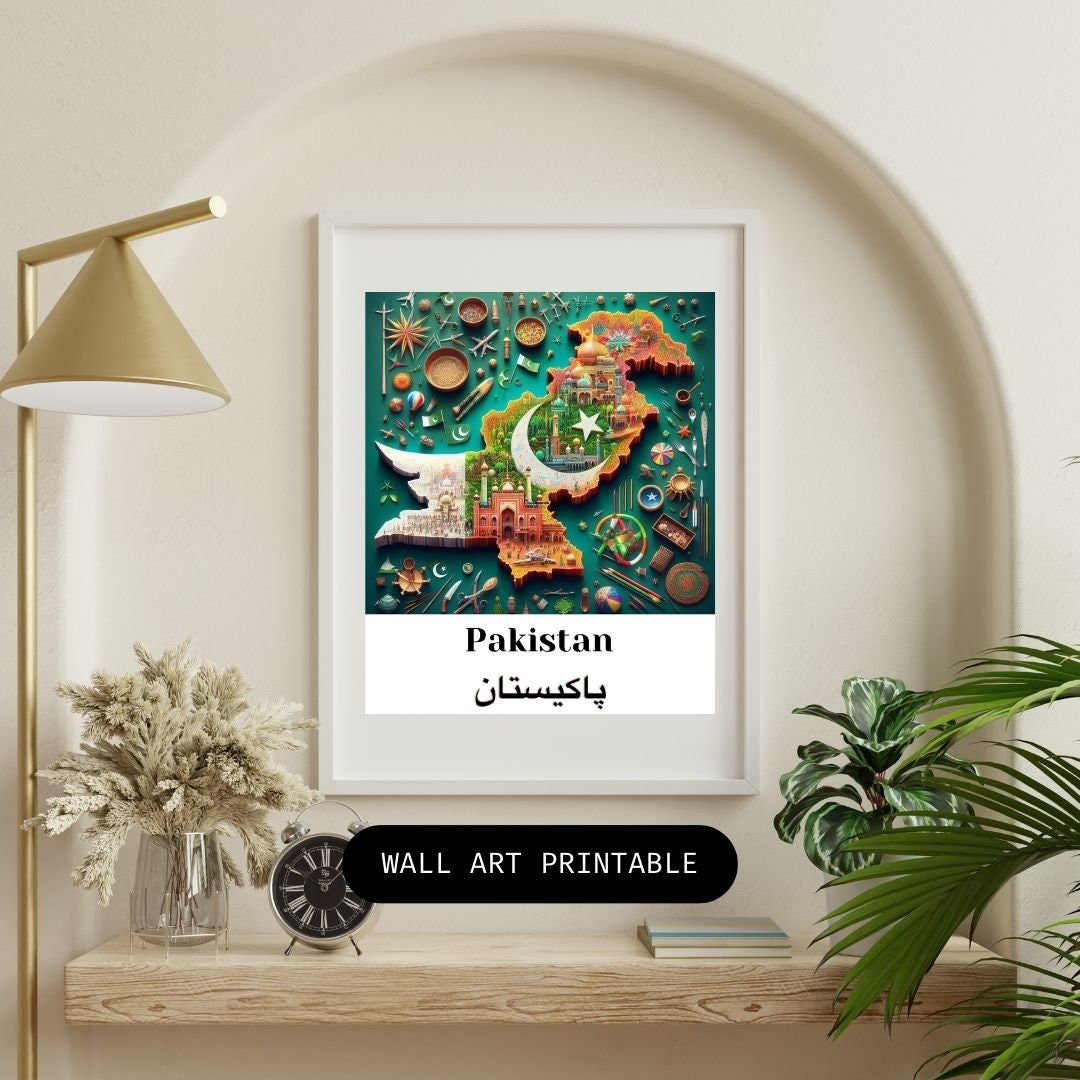 Pakistani Flag With Pakistani Map and Tradiotnal Pakistani Artifacts - Etsy