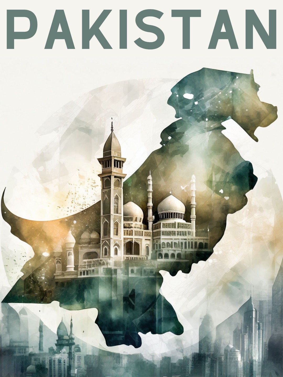 Pakistan Map With Artifacts - Etsy