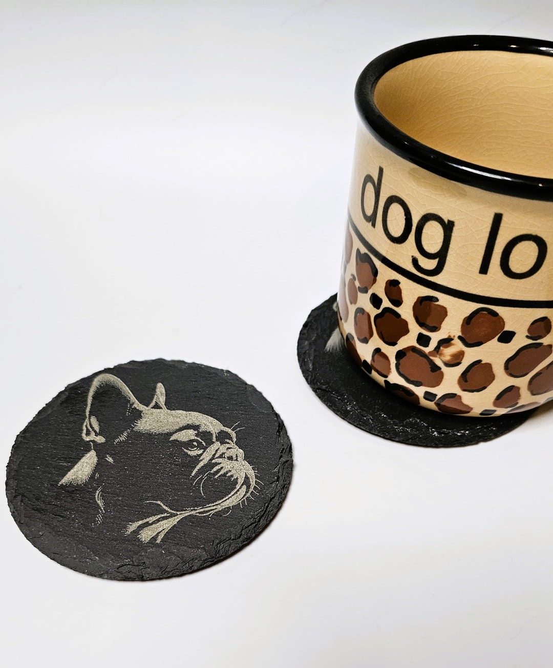 Slate Stone French Bulldog Coasters - Etsy