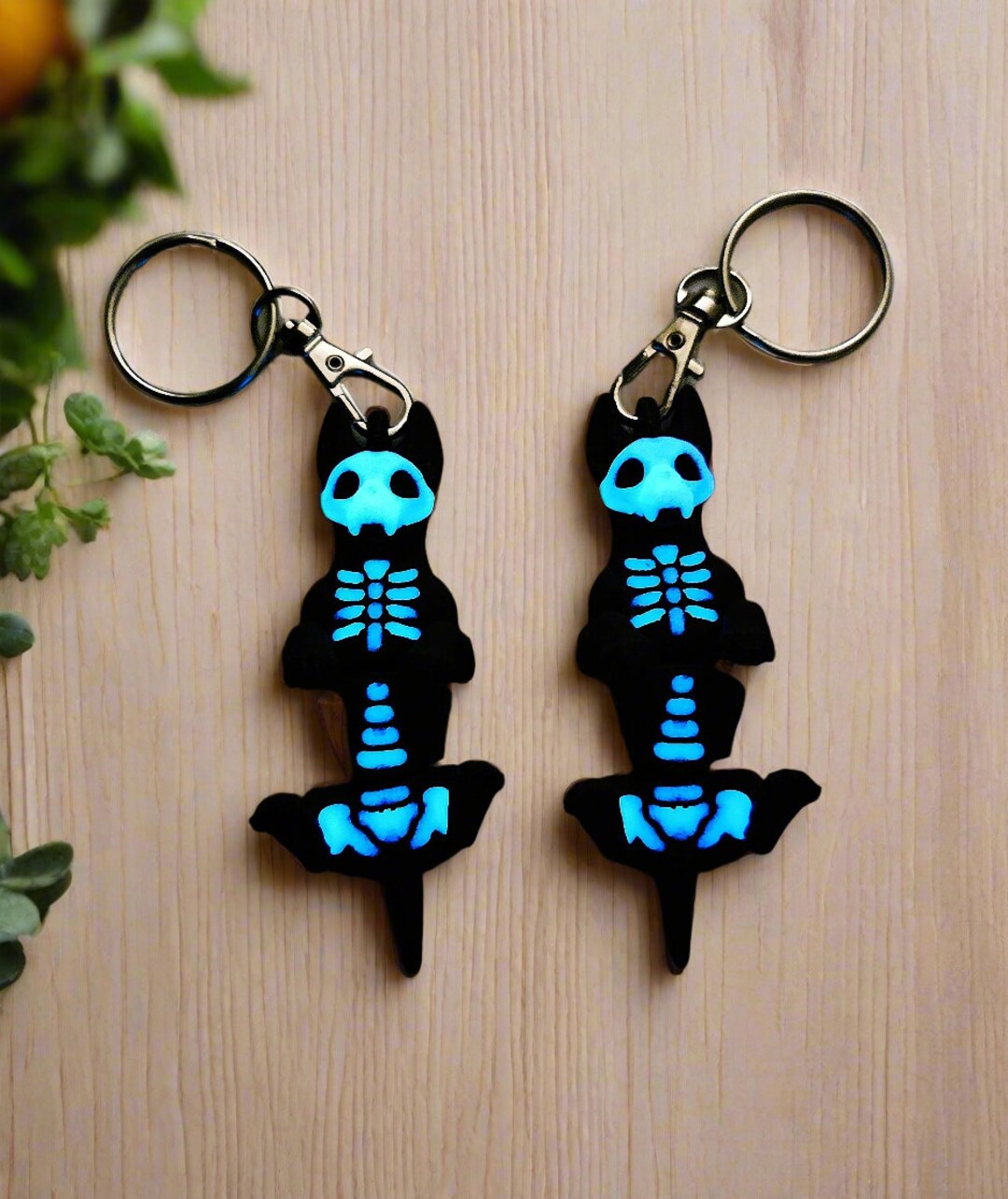 Halloween Glow in the Dark Skelly Dog Keychain - Etsy