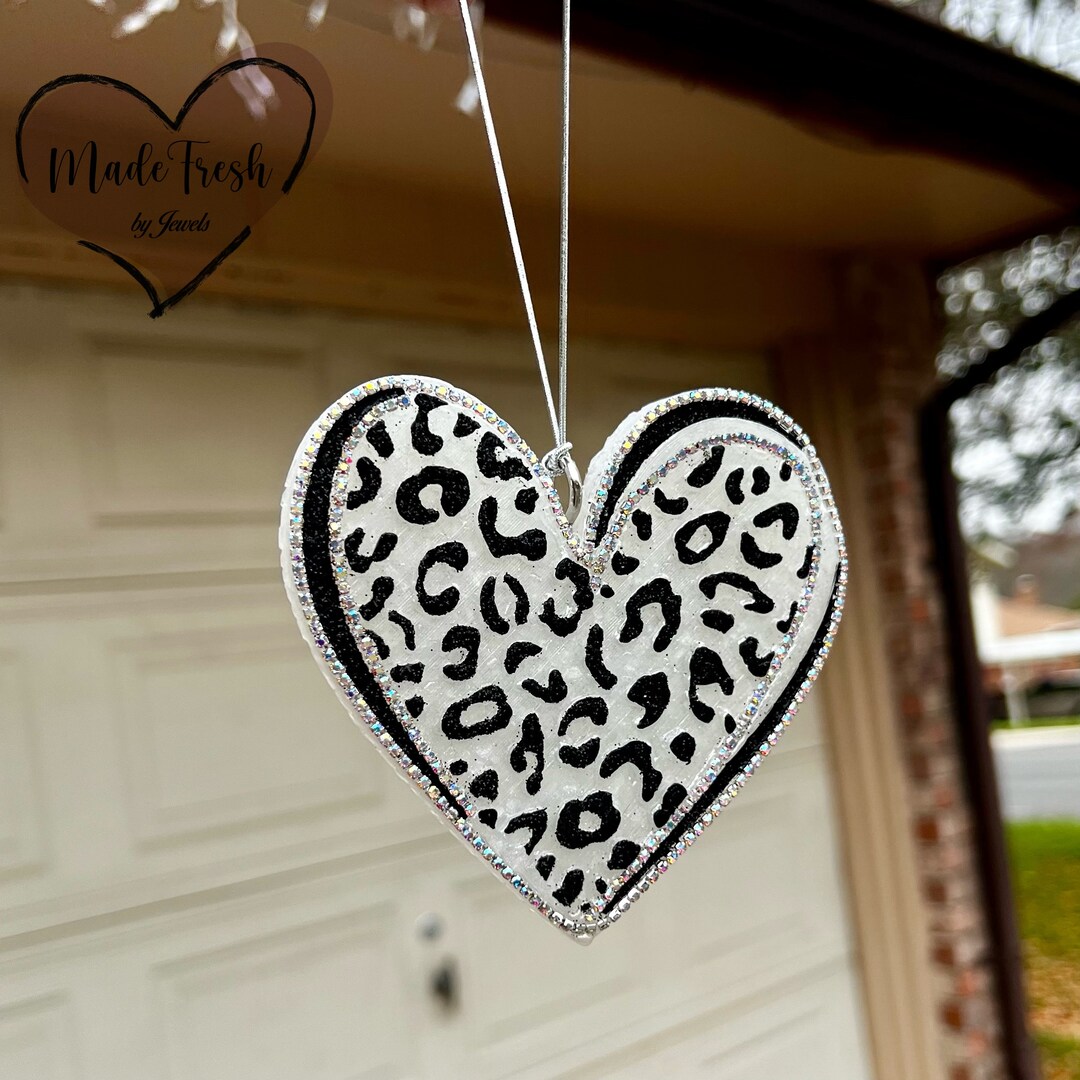 Leopard Bling Heart Freshie Car Freshie, Handmade Car Freshie, Car ...