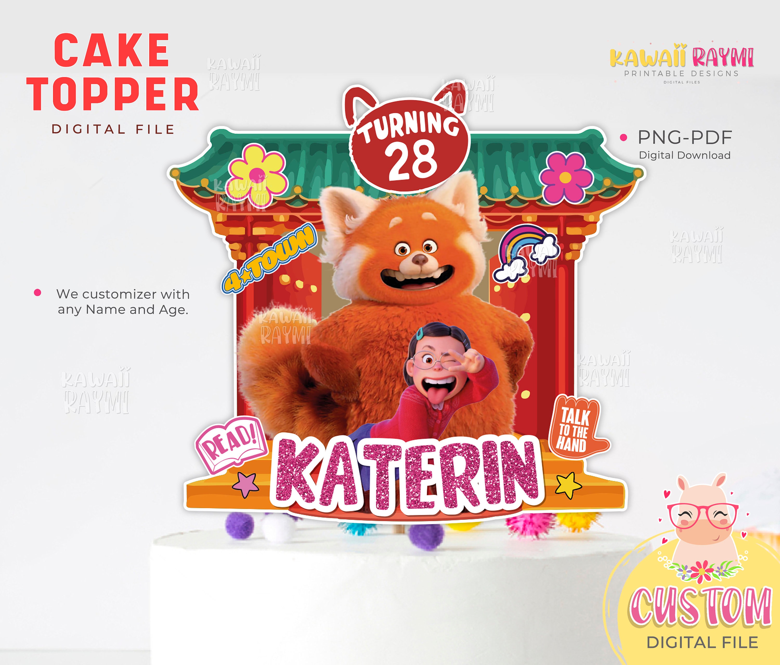 Turning Red Cake Topper Printable - Etsy