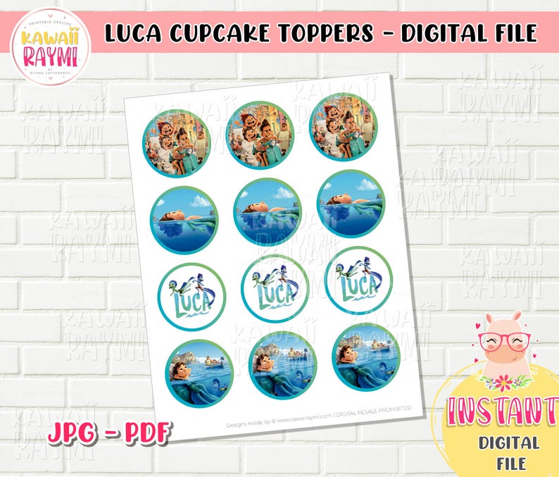 Luca Cupcake Topper Printable - Digital File - Etsy