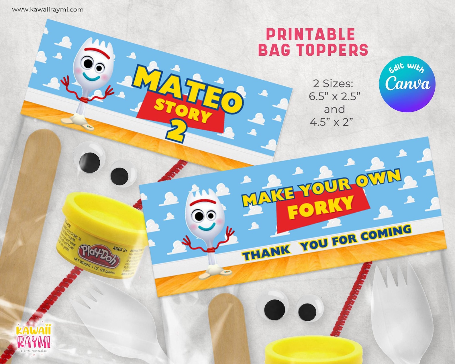 Toy Story Make Your Own Forky, Edit With CANVA Toy Story Forky Bag ...