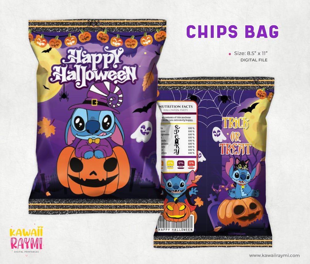 Stitch Halloween Chips Bag Printable Digital File, Instant Download ...