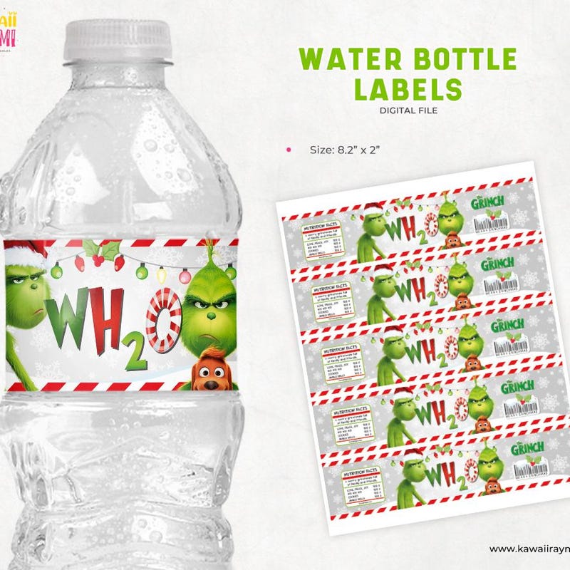 Grinch Christmas Water Bottle - Etsy