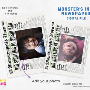Custom Monsters Inc Newspaper - With Photo -digital Download - Monster ...