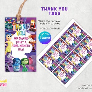 Inside Out Thank You Tags, Cute Emotions Thank You Tags Label, Thank ...