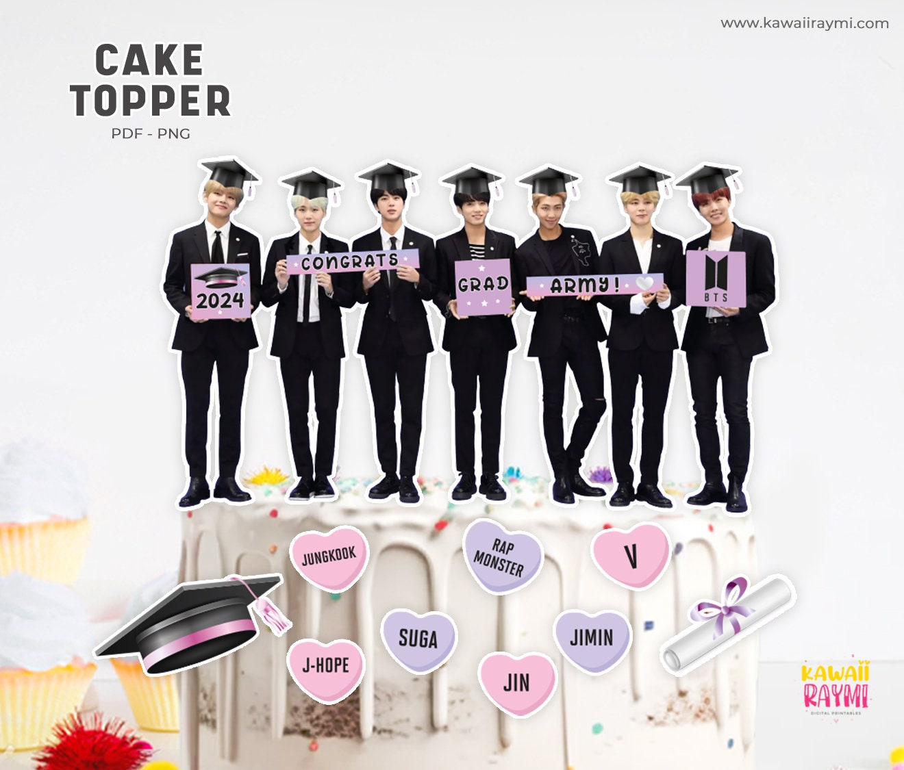 BTS Cake Topper Graduation 2024, Congrats Grad Army, Digital File Png ...