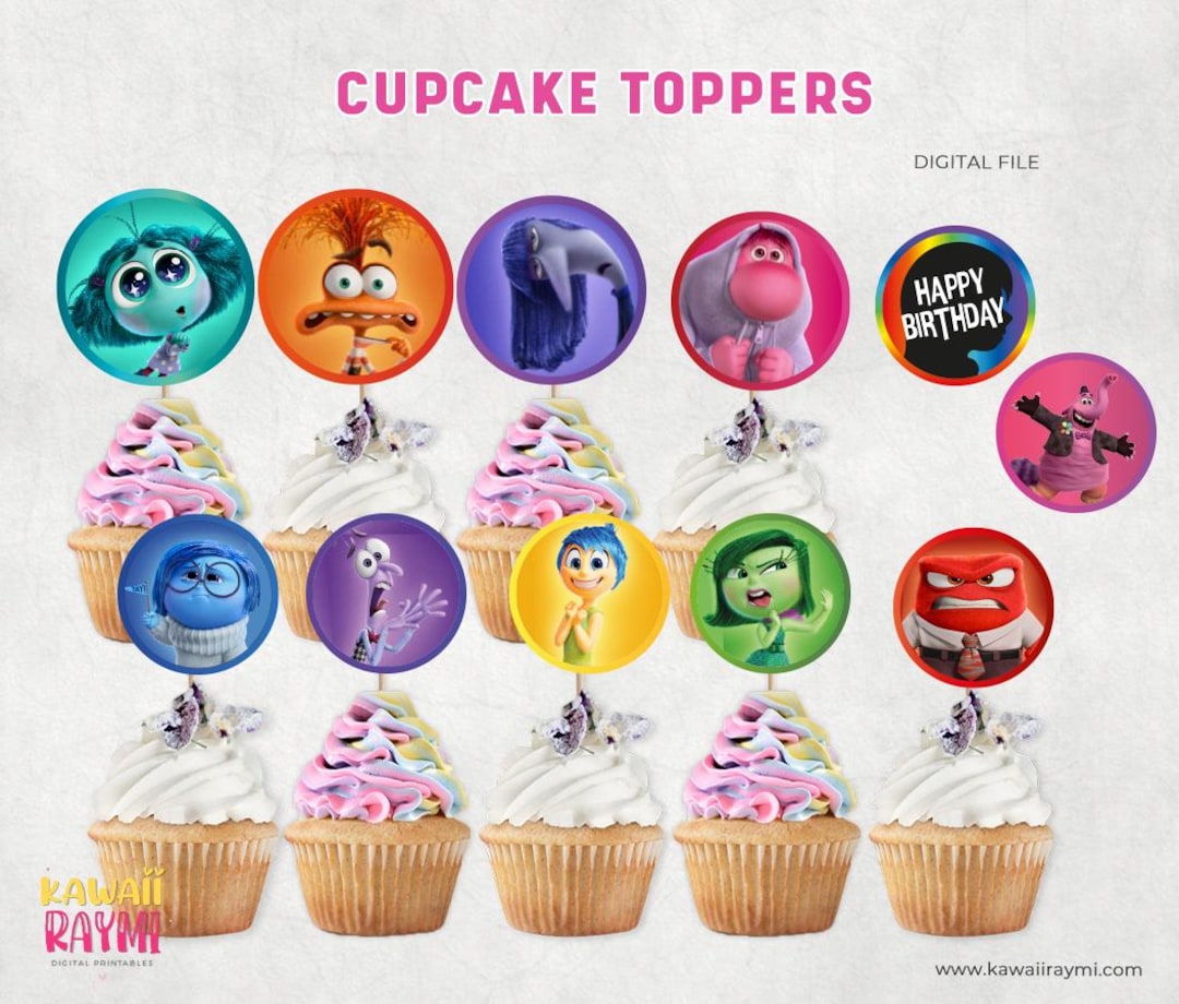 Inside Out Cupcake Topper Instant Download, Emotions Cupcake Toppers - Etsy