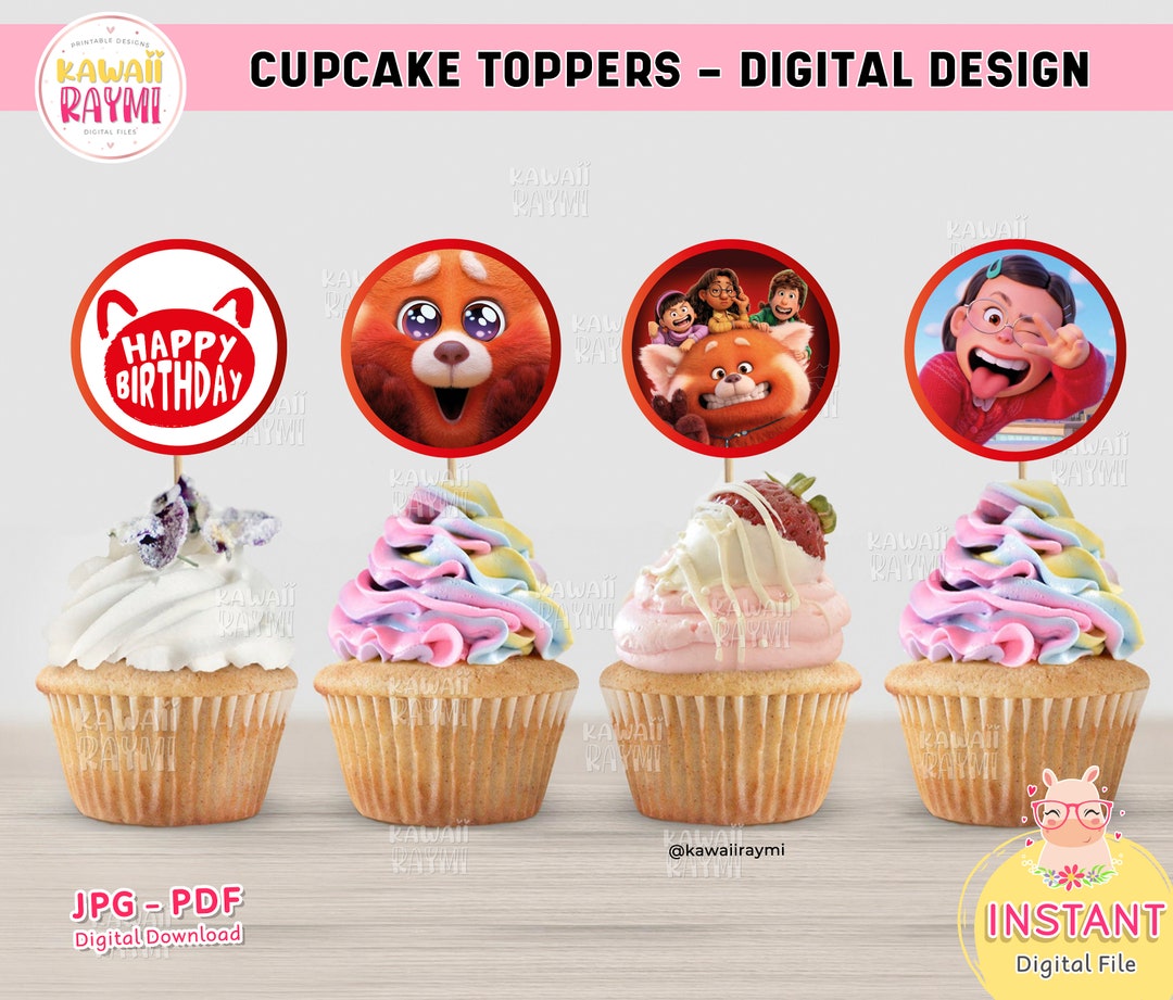 Turning Red Cupcake Toppers Digital File Instant Download - Etsy