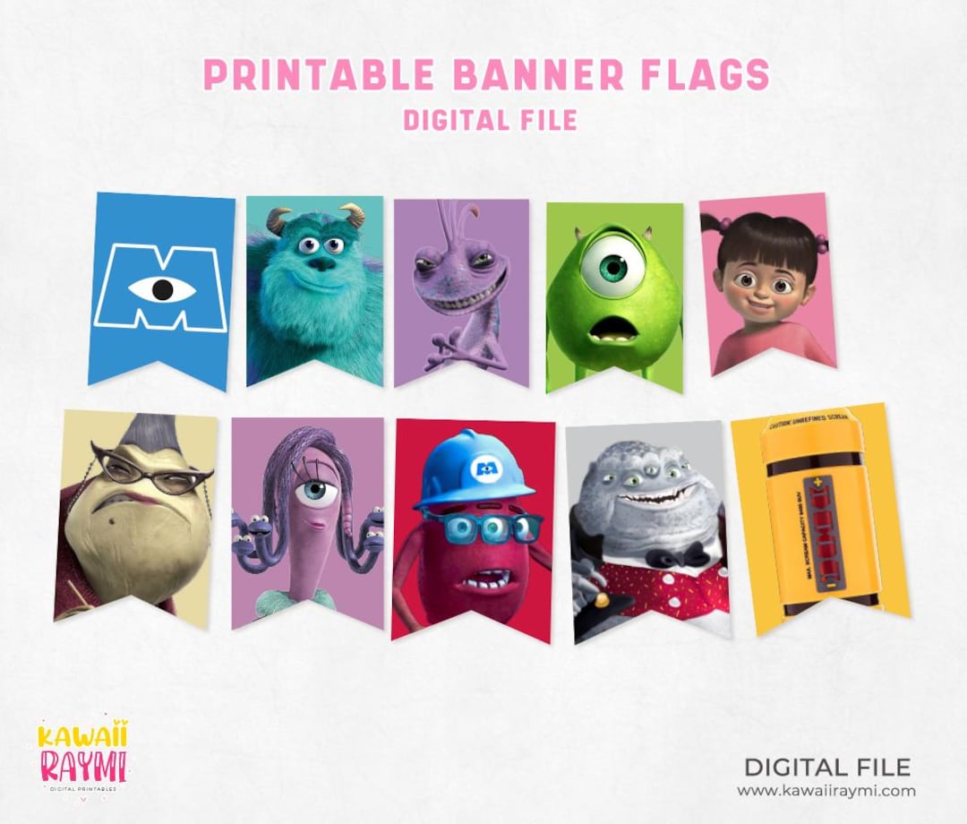 Monsters Banner Flags Printable Digital File, Banner Flags Monsters - Etsy