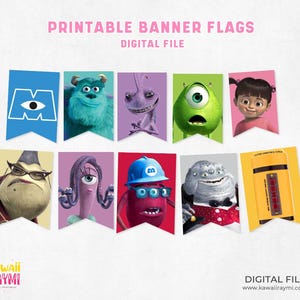 Monsters Banner Flags Printable Digital File, Banner Flags Monsters - Etsy