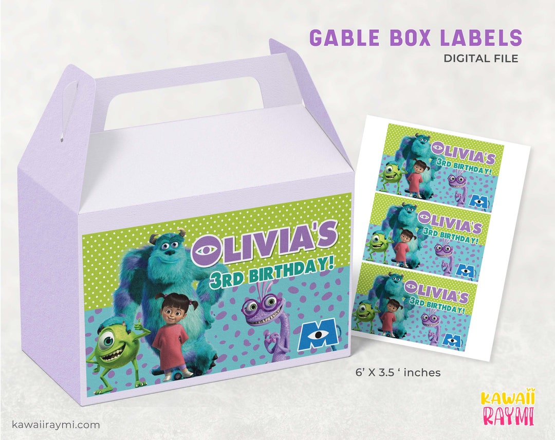 Monsters Birthday Party, Gable Box Label Monsters Party Favors - Etsy