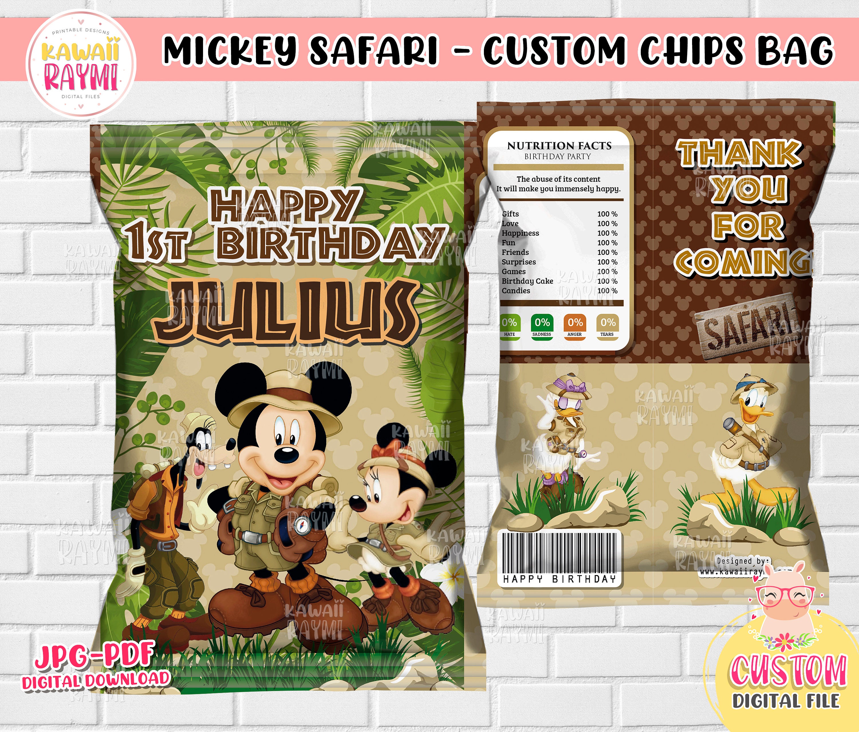 Safari Mouse Chips Bags Custom Digital Files - Etsy