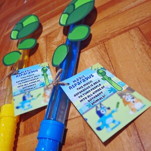 Magic Asparagus Bubble Wands With Favor Tag- Blue Dog Printable Digital ...