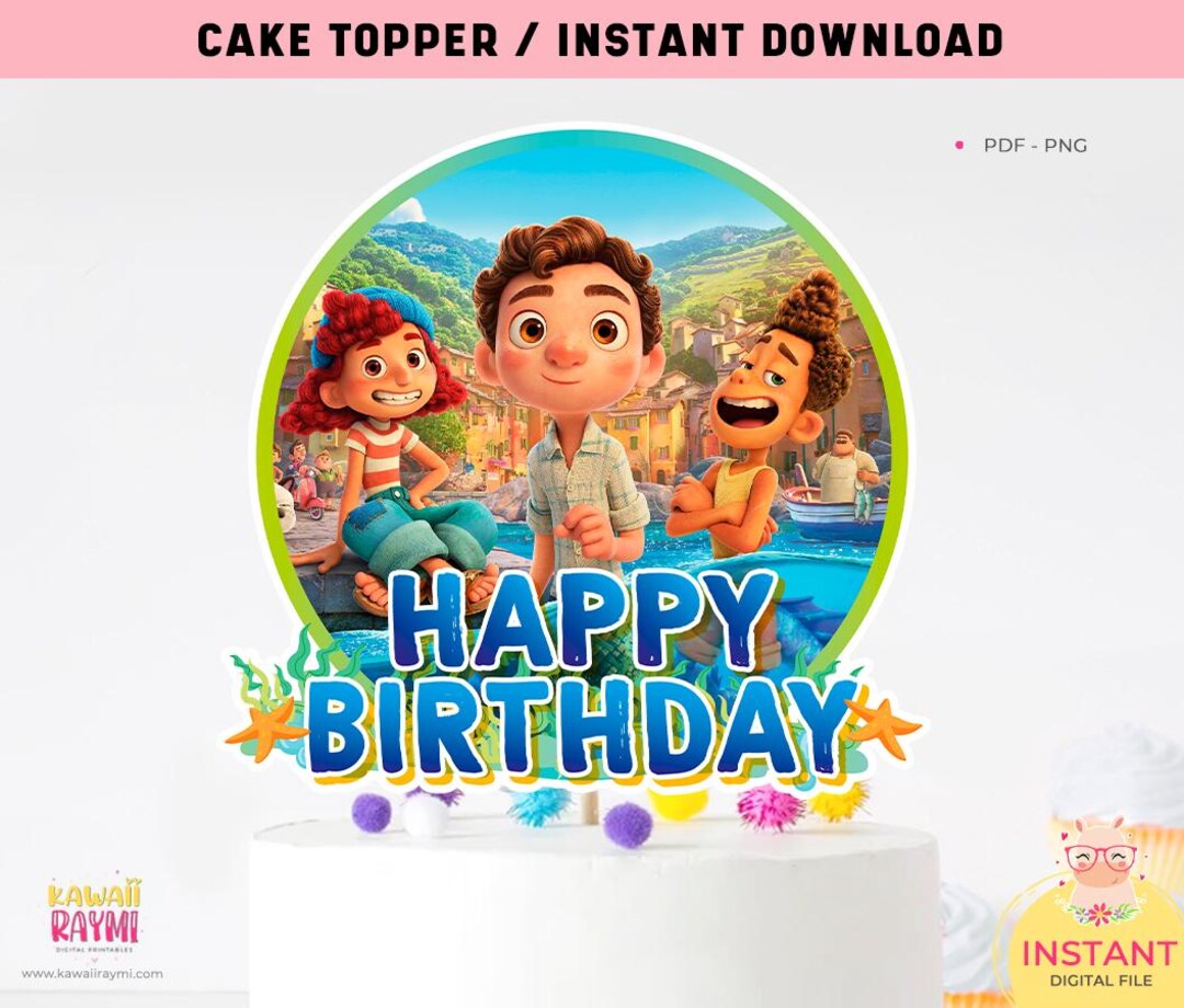 Luca Birthday Cake Topper, Digital File Luca Party Centerpiece Instant ...