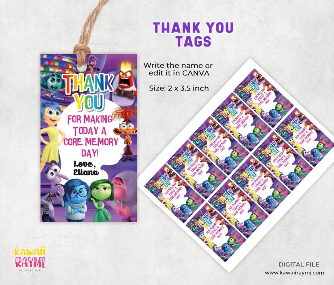 Inside Out Thank You Tags, Cute Emotions Thank You Tags Label, Thank ...