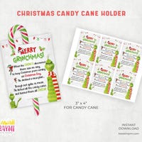 Holly Jolly Christmas Candy Cane Holder, Printable Candy Cane Tag ...