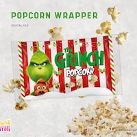 Christmas Popcorn Wrapper Template, Printable Just Popping by Microwave ...