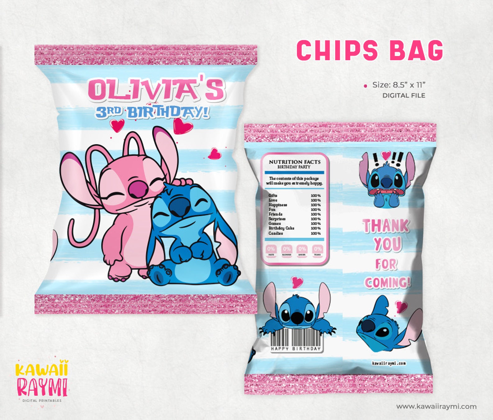 Stitch & Angela Cute Chips Bag Custom Digital File - Etsy