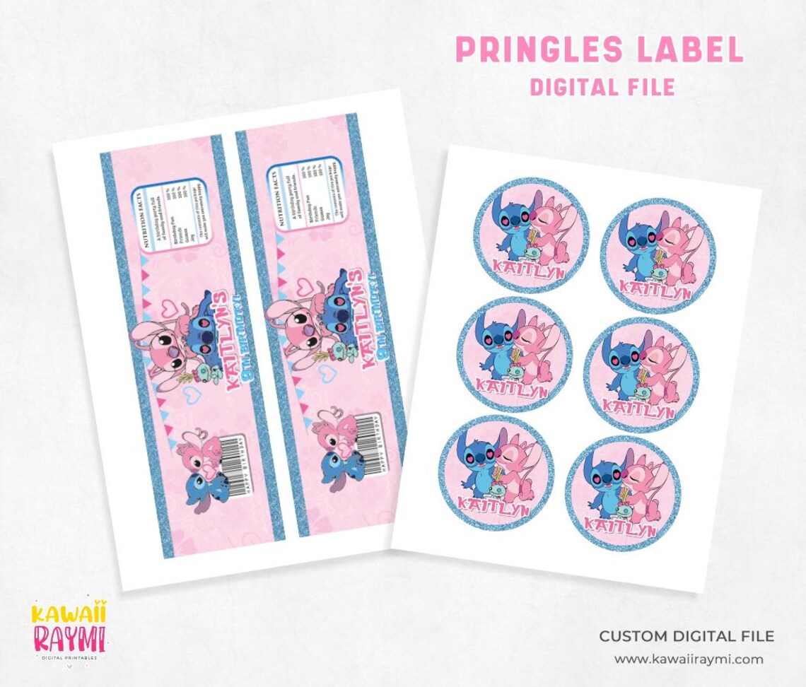 Stitch Pringles Label, Custom Stitch Chip Can Label, Party Favors ...