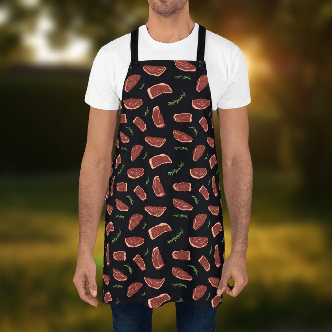 Steak Pattern Apron | BBQ Steak Design | Kitchen Accessories | Cooking ...