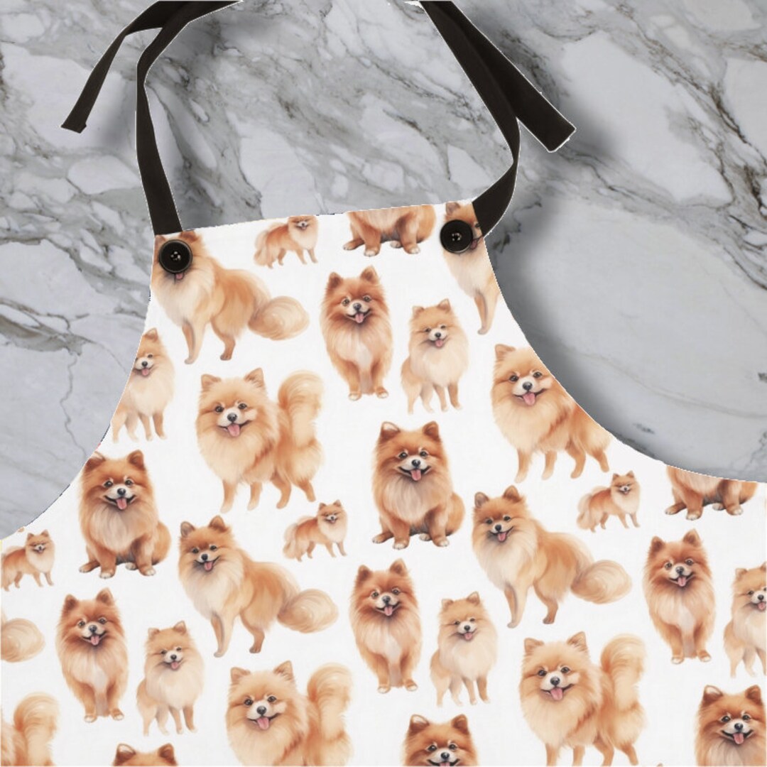Pomeranian Pattern Apron | Cute Puppy Dog Design | Kitchen Accessories ...