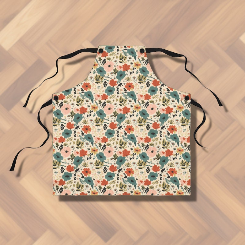 Boho Floral Pattern Apron Cute Flower Design Kitchen Accessories ...