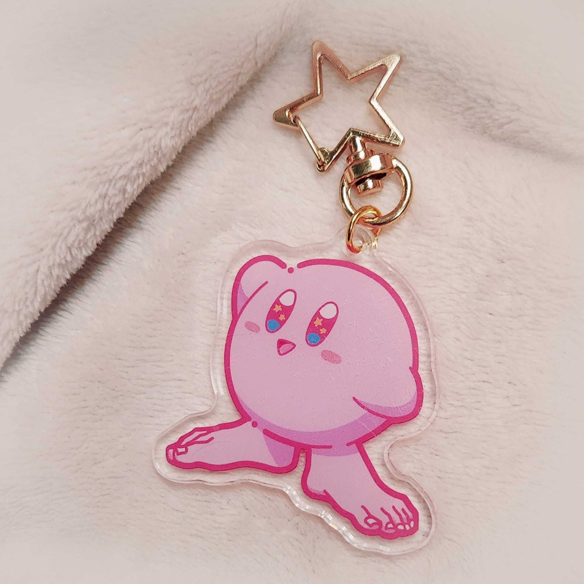 Kawaii Kirby With Feet Acrylic Keychain Quirky Cute Pink Gaming Keyring ...