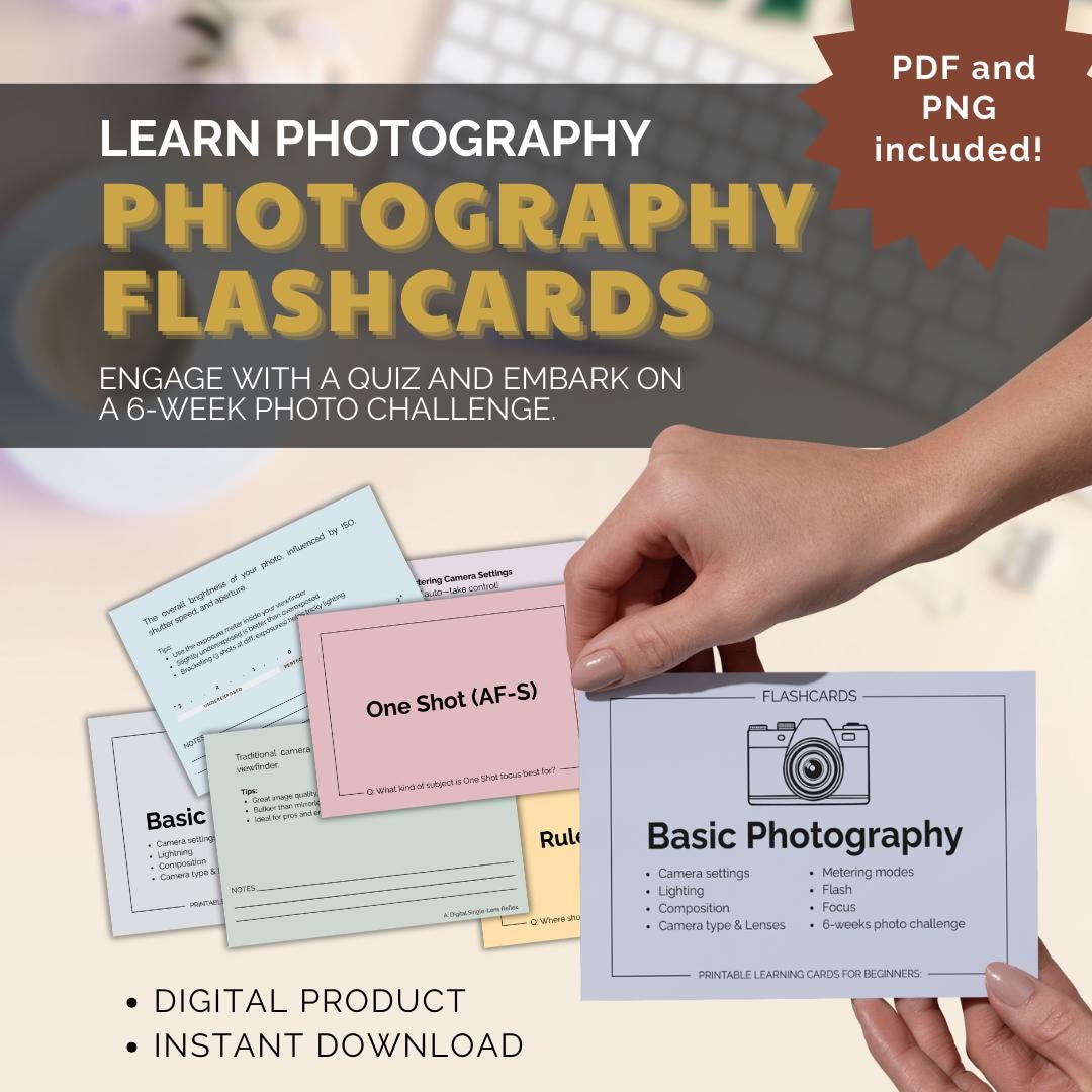 Photography Flashcards, Beginner Camera Study, Printable PDF - Etsy