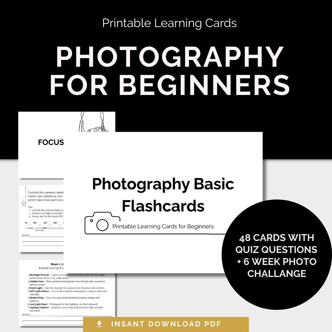 Pacote de Flashcards de Fotografia - Aprenda Configurações de Câmera ...