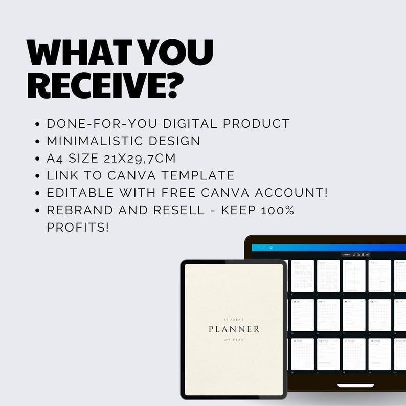 Student Academic Planner: Canva Template, PLR Digital Product (A4 Size ...