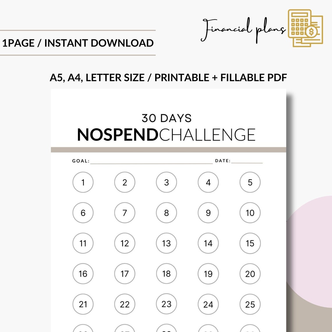 30 Day No Spending Challenge, Money Saving Challenge, Saving Challenge ...